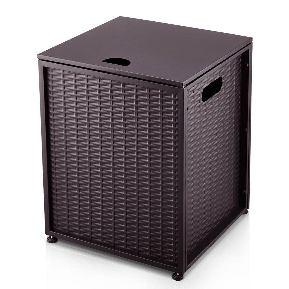Garvee 16 in. Bronze Wicker Portable Propane Outdoor Fire Pit Table ...