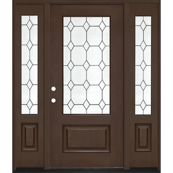 Steves & Sons Regency 68 x 80 in. 3/4L Marquise Glass RHIS Hickory ...