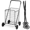 Bunpeony Black Heavy Duty Folding Kitchen Cart Portable Shopping Cart ...