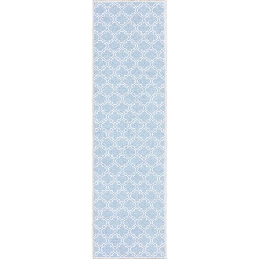 Well Woven Apollo Lattice Moroccan Trellis Light Blue Ivory 2 ft. 7 in ...