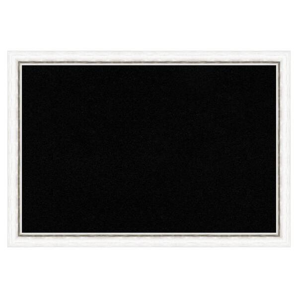 Amanti Art Morgan White Silver Wood Framed Black Corkboard 26 in. x 18 ...