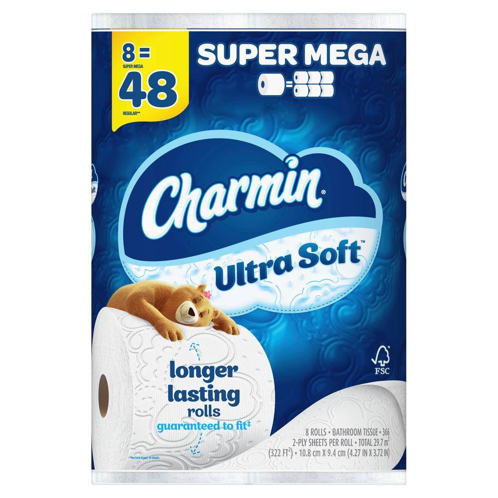 Charmin Ultra Soft Toilet Paper - 8 Super Mega Rolls