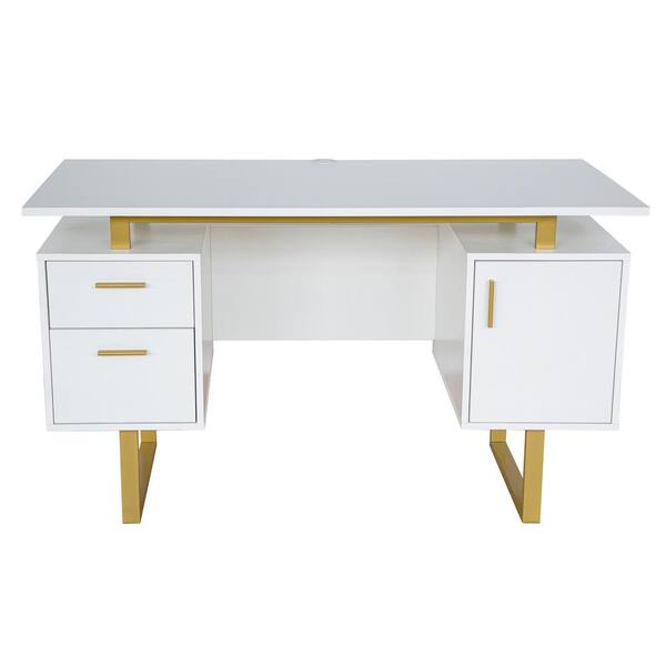 White desk gold accents store