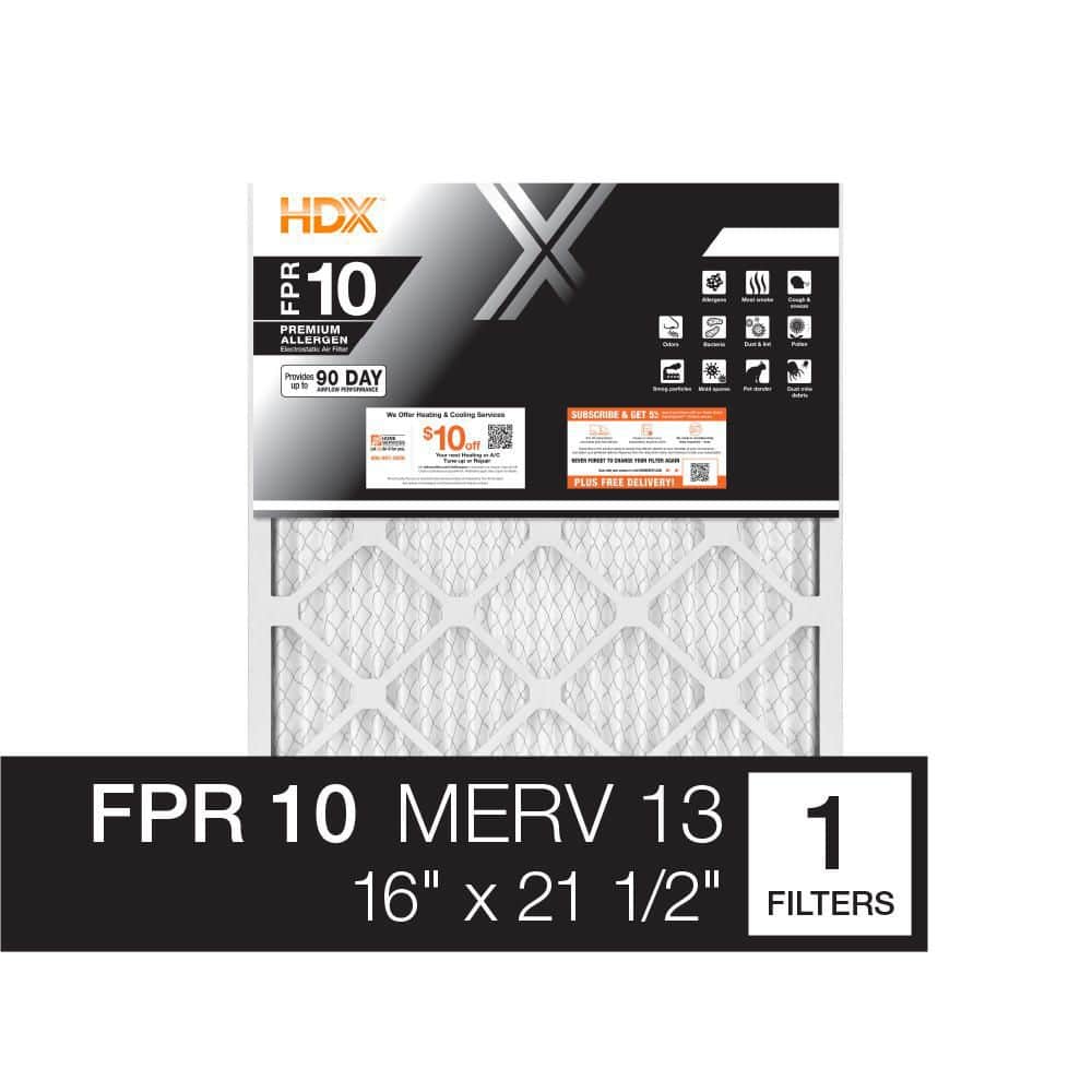 HDX 16 in. x 21.5 in. x 1 in. Premium Pleated Air Filter FPR-10, MERV ...