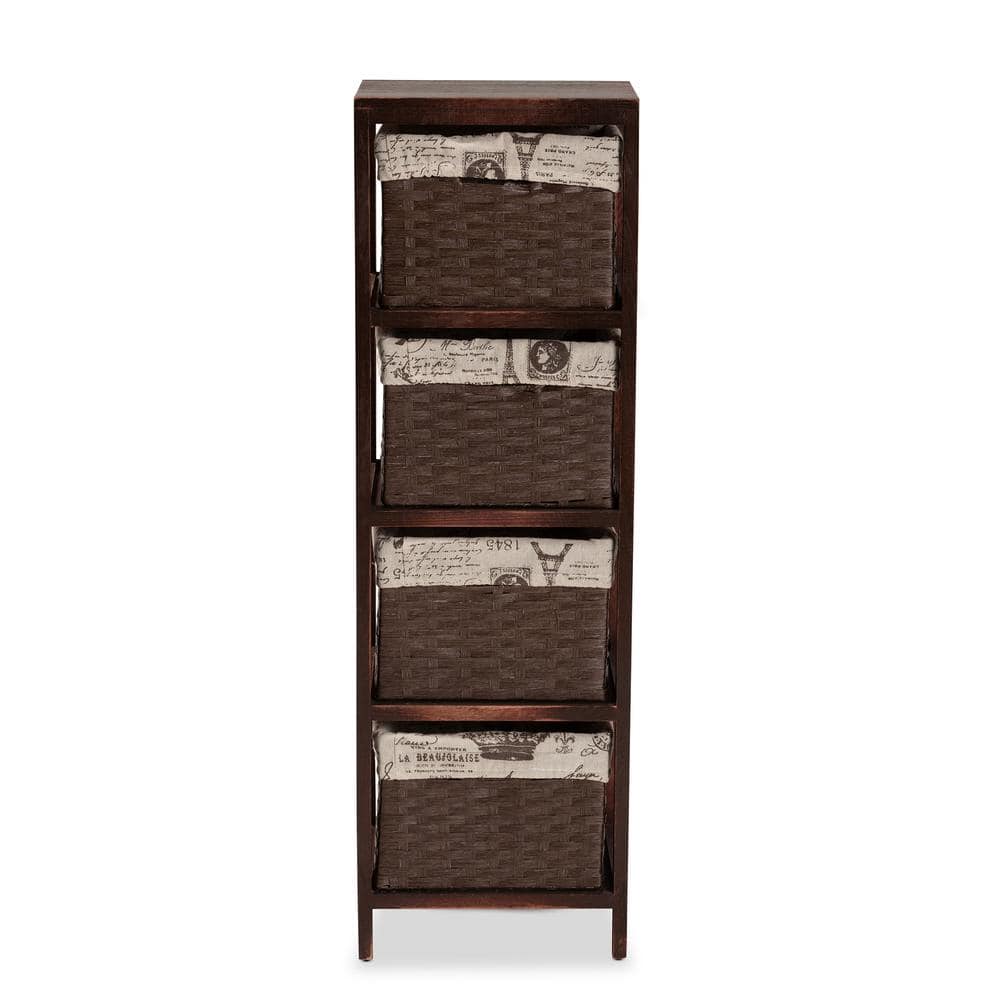 Baxton Studio Bosley Dark Brown and Beige Storage Cabinet with 4 ...