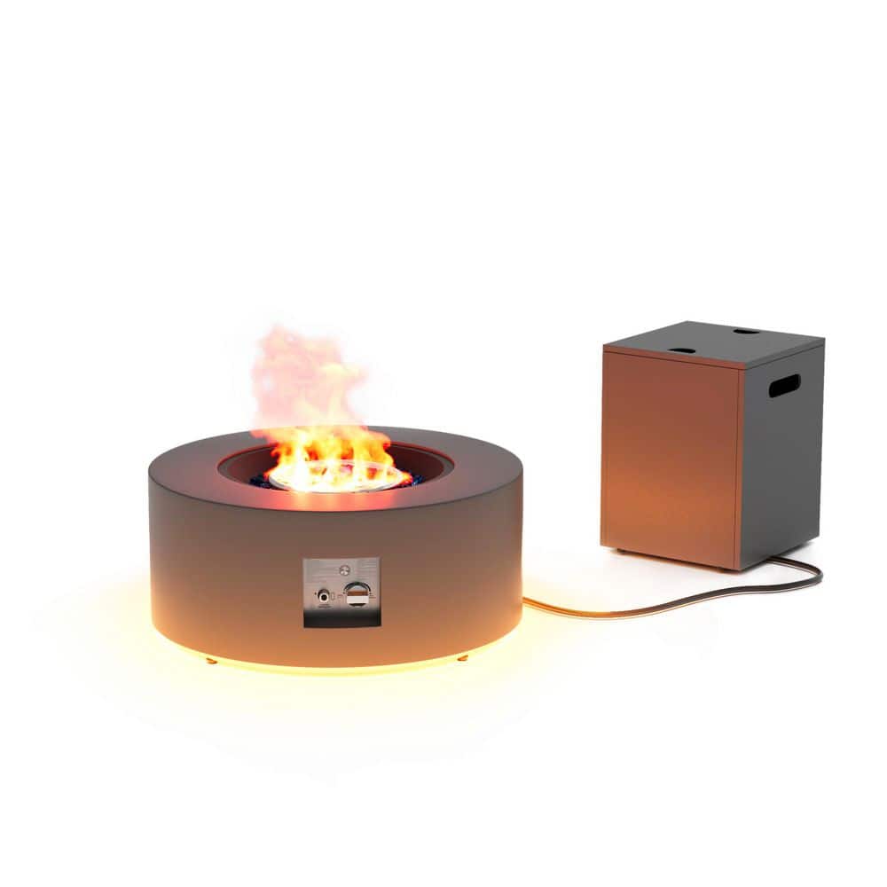 eVita 30 in. Round Gas Fire Pit Table 50,000 BTU Gray Outdoor Fire Pit ...