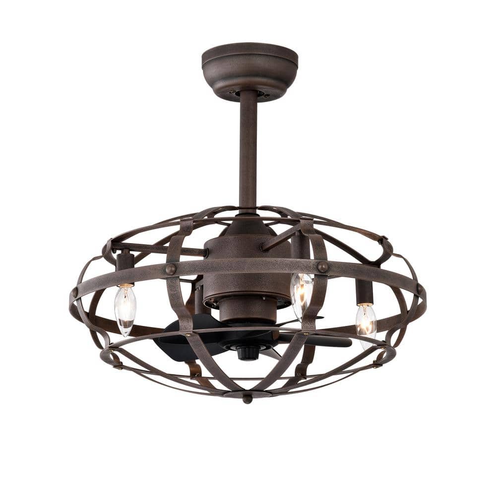 bessten Artemis 20 in. Industrial Indoor Brown Cage Ceiling Fan with ...