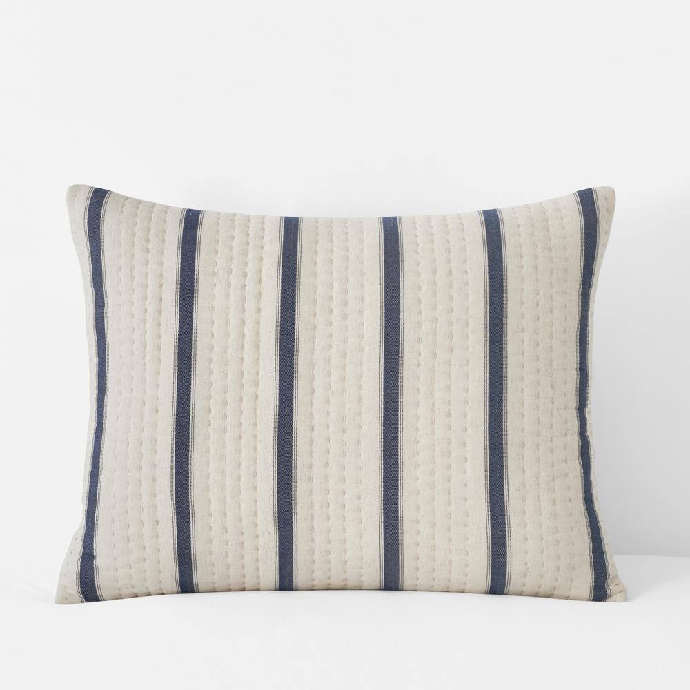 The Company Store Legends Hotel Durham Stripe Quilted Linen Navy ...
