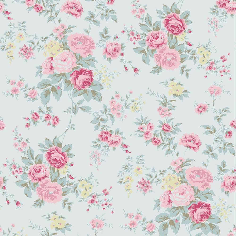 Shabby Chic Wildflower Blue Wallpaper Sample 12513394 - The Home Depot