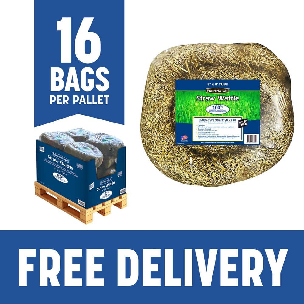 Pennington Straw Wattle 8 in. x 8 ft. Pallet (16-Units) 100552151 - The ...