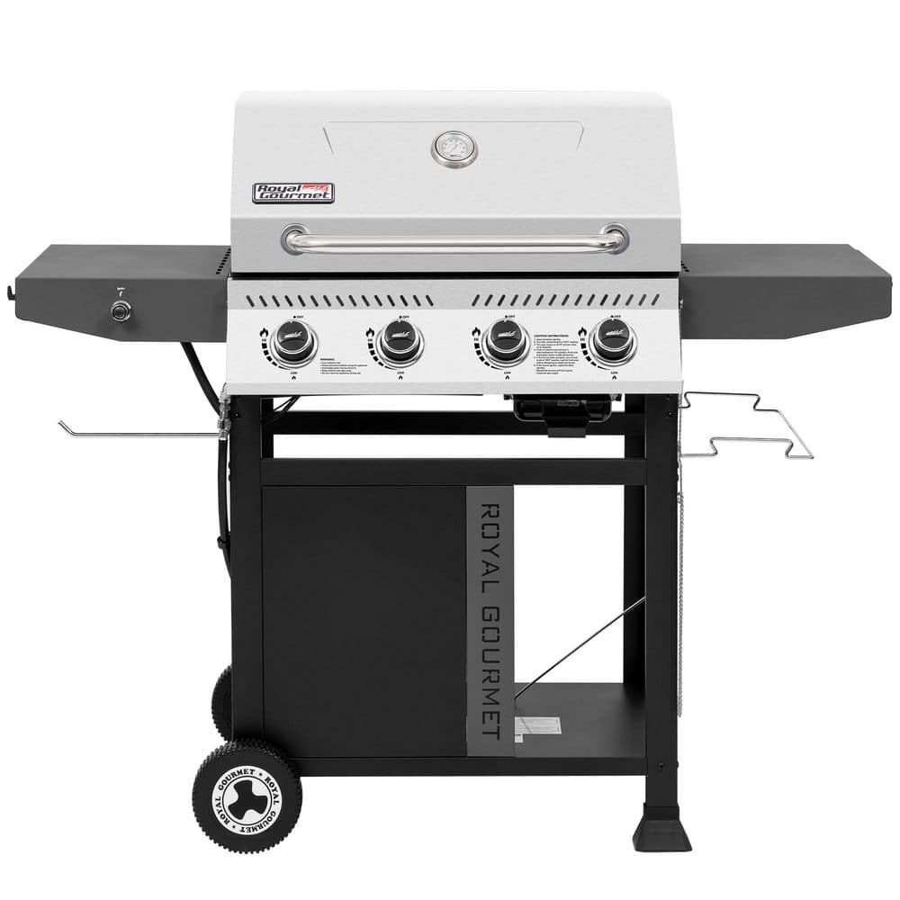 Royal Gourmet Premium 4-Burner Gas Grill with Side Shelves, 40,000 BTU ...