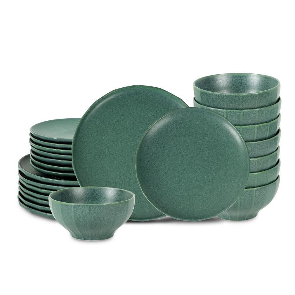 STONE LAIN Rio 24-Piece Green Stoneware Dinnerware Set (Service for 8 ...