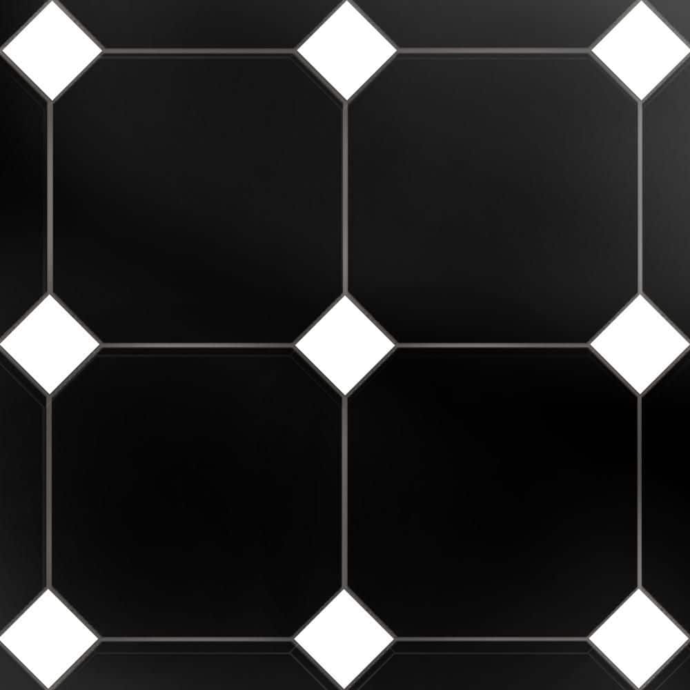 Merola Tile Monocolor Octagon Nero with Taco Alaska 12 in. x 12 in. Ceramic Floor and Wall Tile ...