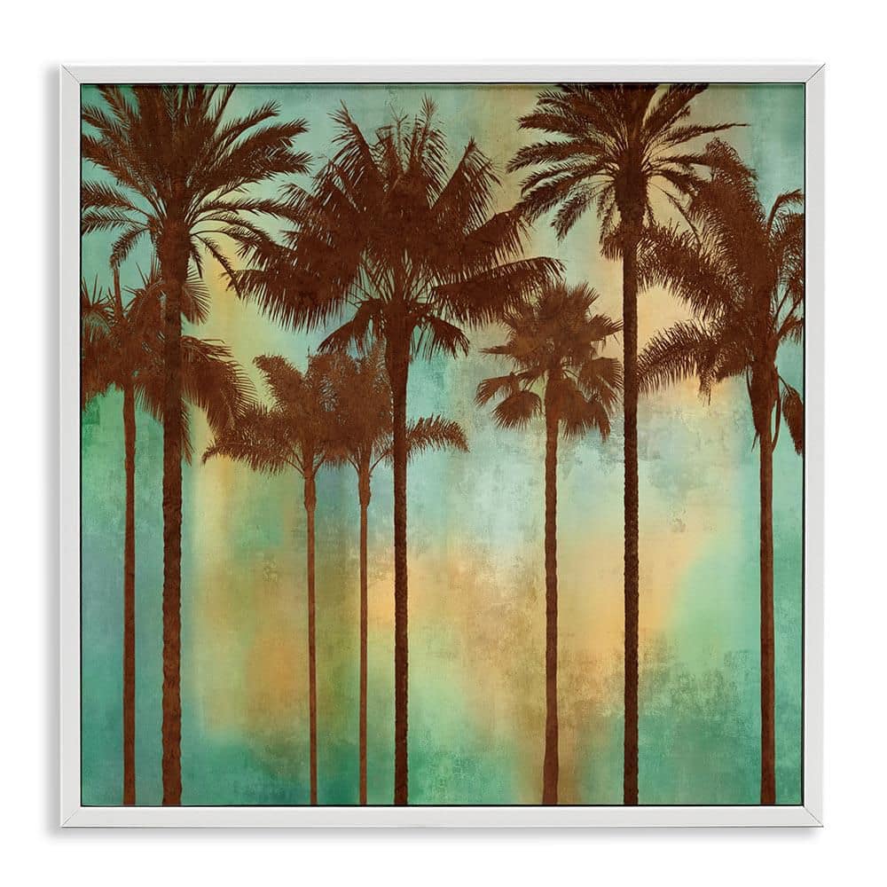 Stupell Industries Palm Trees Over Gradient by John Seba White Framed ...