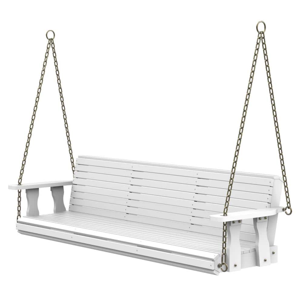 Kingdely 5 ft. Wood Outdoor Bench Swing Chair Patio Hanging Bench Swing ...