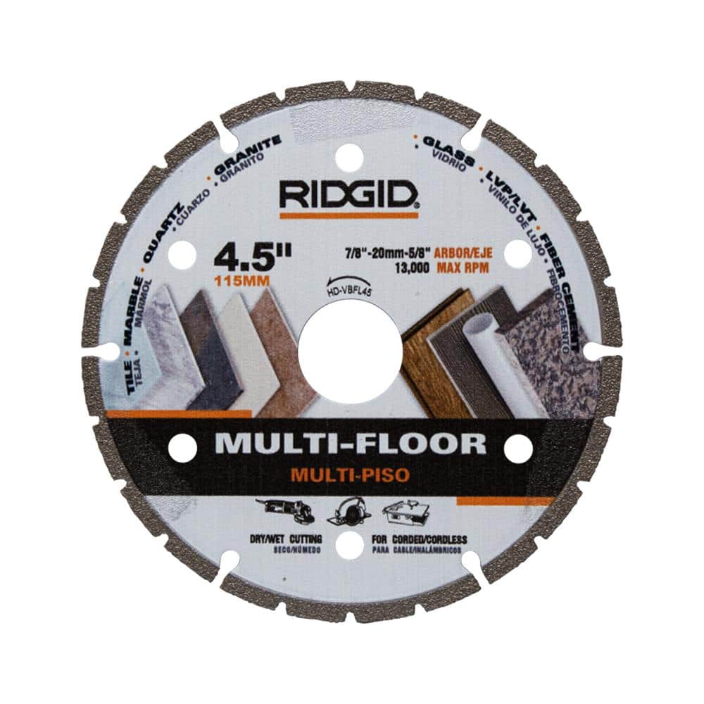 RIDGID 4.5 in. Segmented Rim Multi-Flooring Diamond Blade HD-VBFL45 ...
