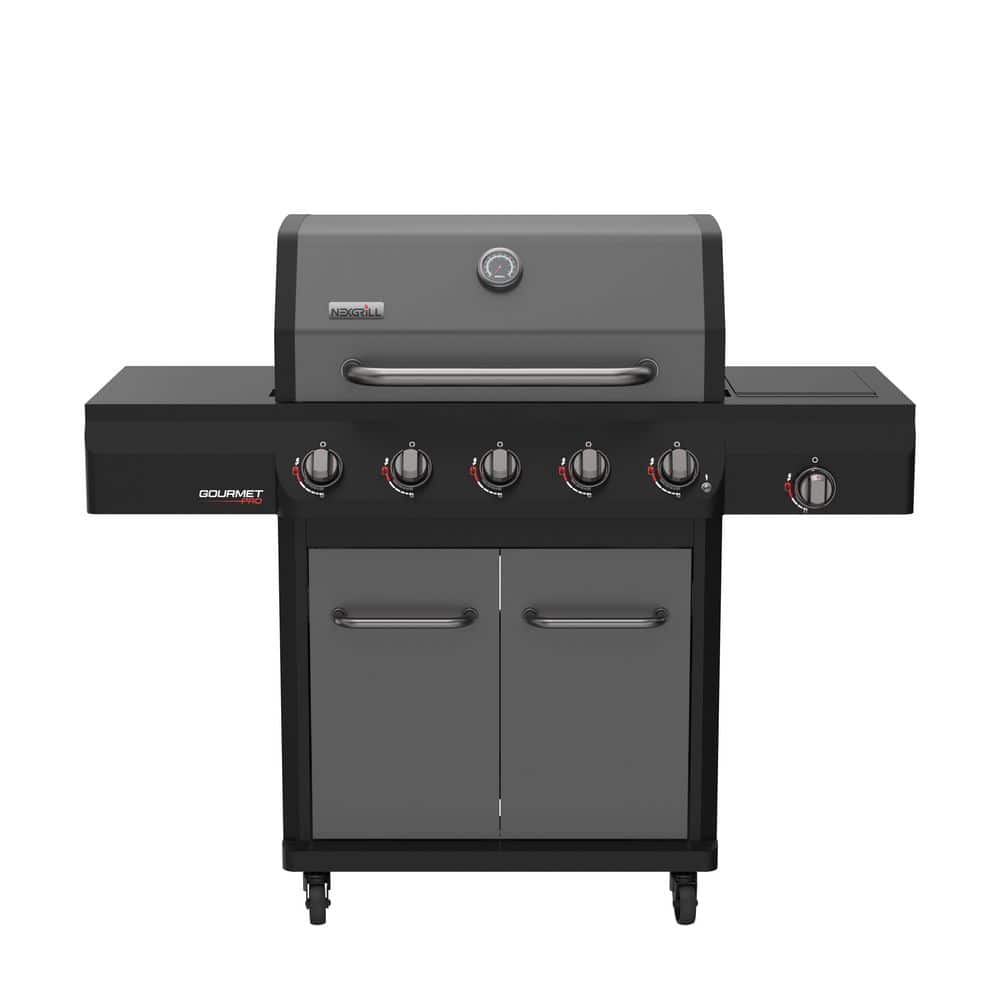 Nexgrill Gourmet Pro 5-Burner Dual Fuel Gas Grill in Graphite with Side ...