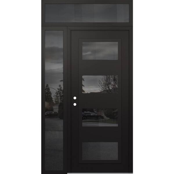 Tessari Doors C2 50 in. x 96 in. Black P Right-Hand/Inswing Mirrored ...