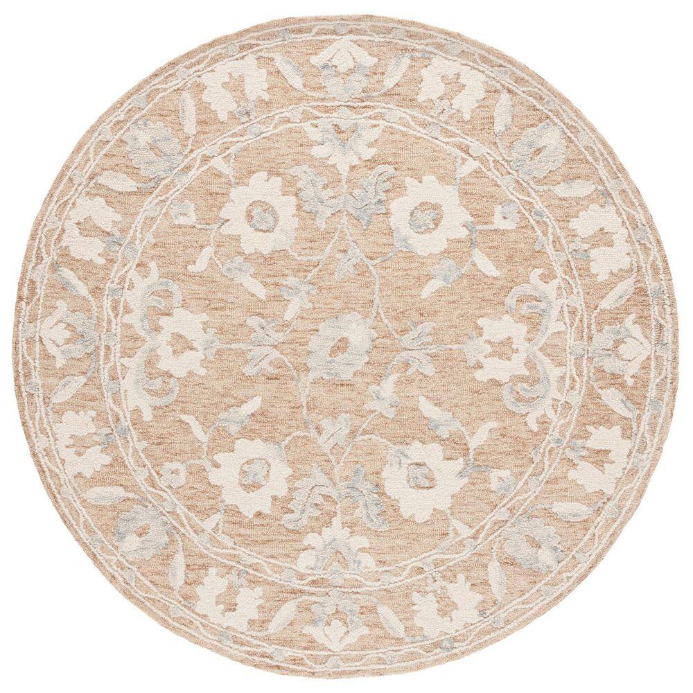 SAFAVIEH Marquee 6 ft. x 6 ft. Rust/Blue Ornate Floral Border Round ...