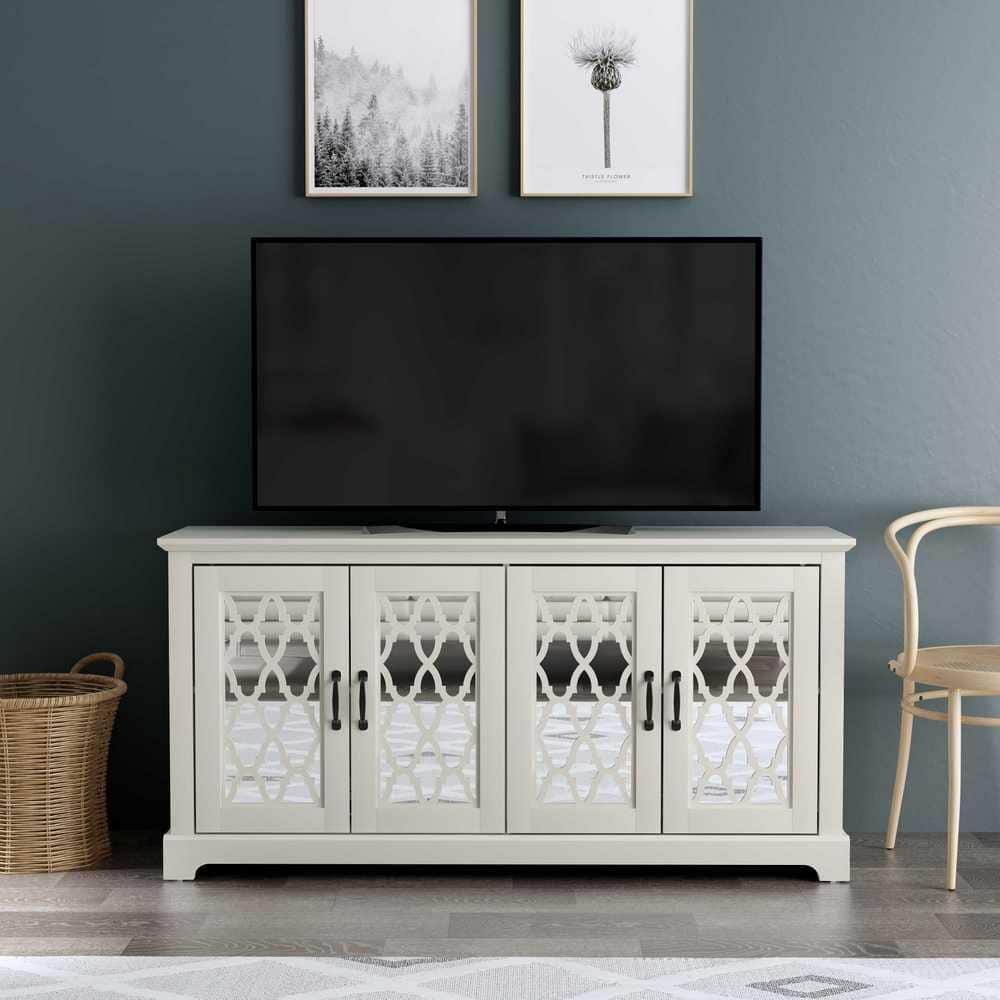 GALANO Heron 59.1 in. Ivory 4 Door TV Stand Fits TV's up to 65 in. SH ...