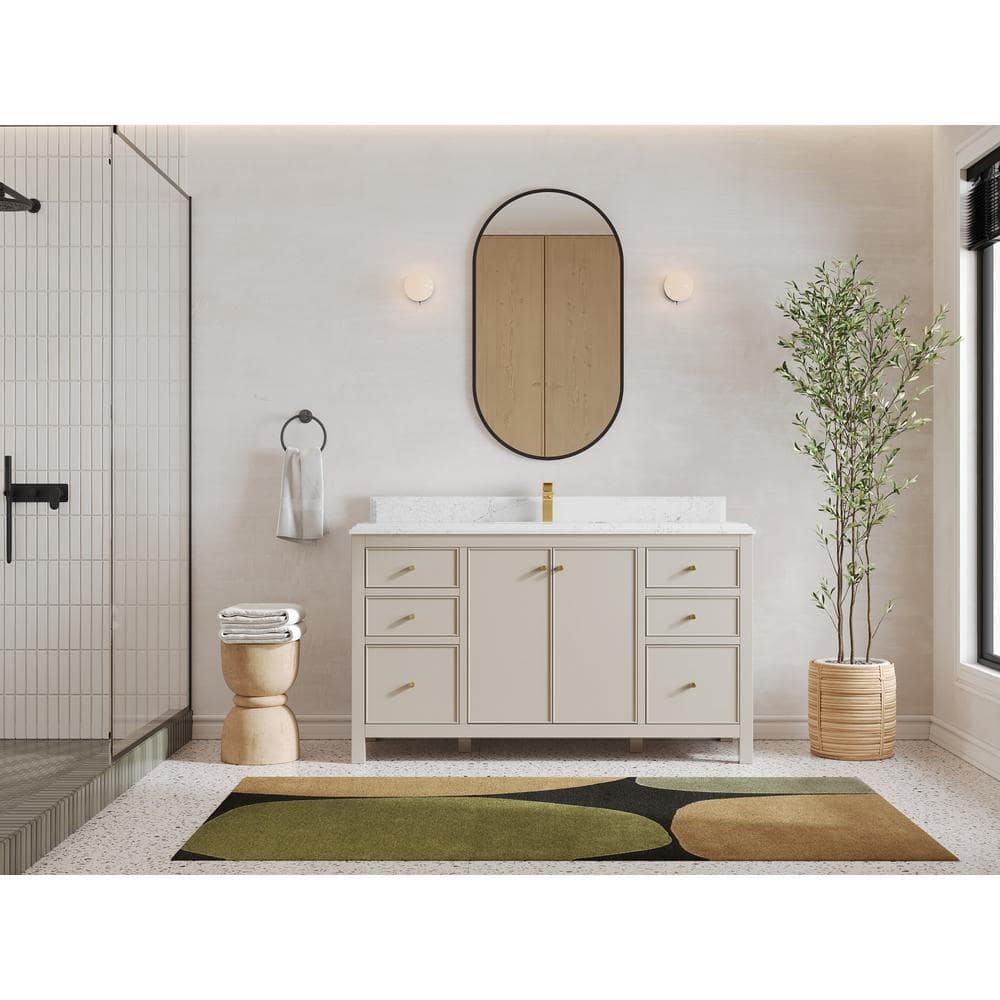 Willow Collections Chicago 60 in. Single Sink Freestanding Fine Grain ...