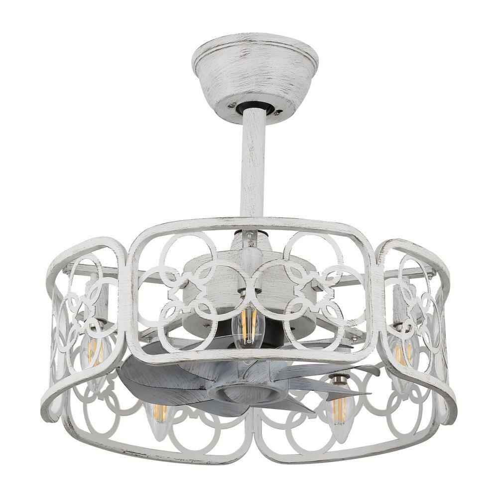 Bella Depot 18 in. Indoor Distressed White Reversible Ceiling Fan with ...