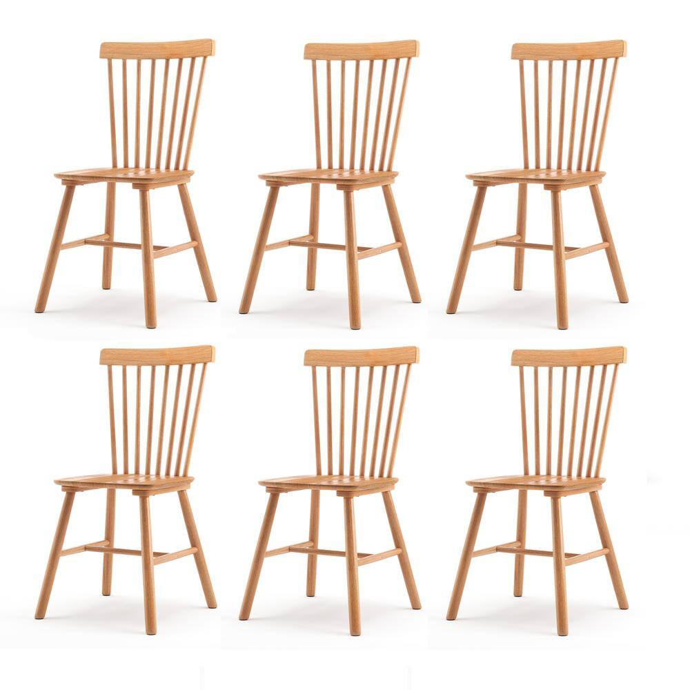 LUE BONA Windsor Dark Natural Wood Solid Wood Dining Chairs for Kitchen ...