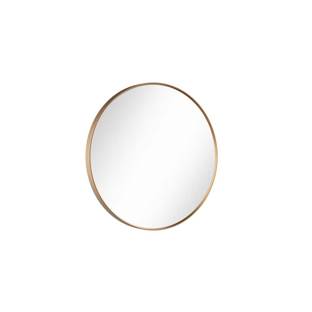 24 in. Round Mirror: Copper-Free Glass, Anti-Rust White Aluminum Frame ...