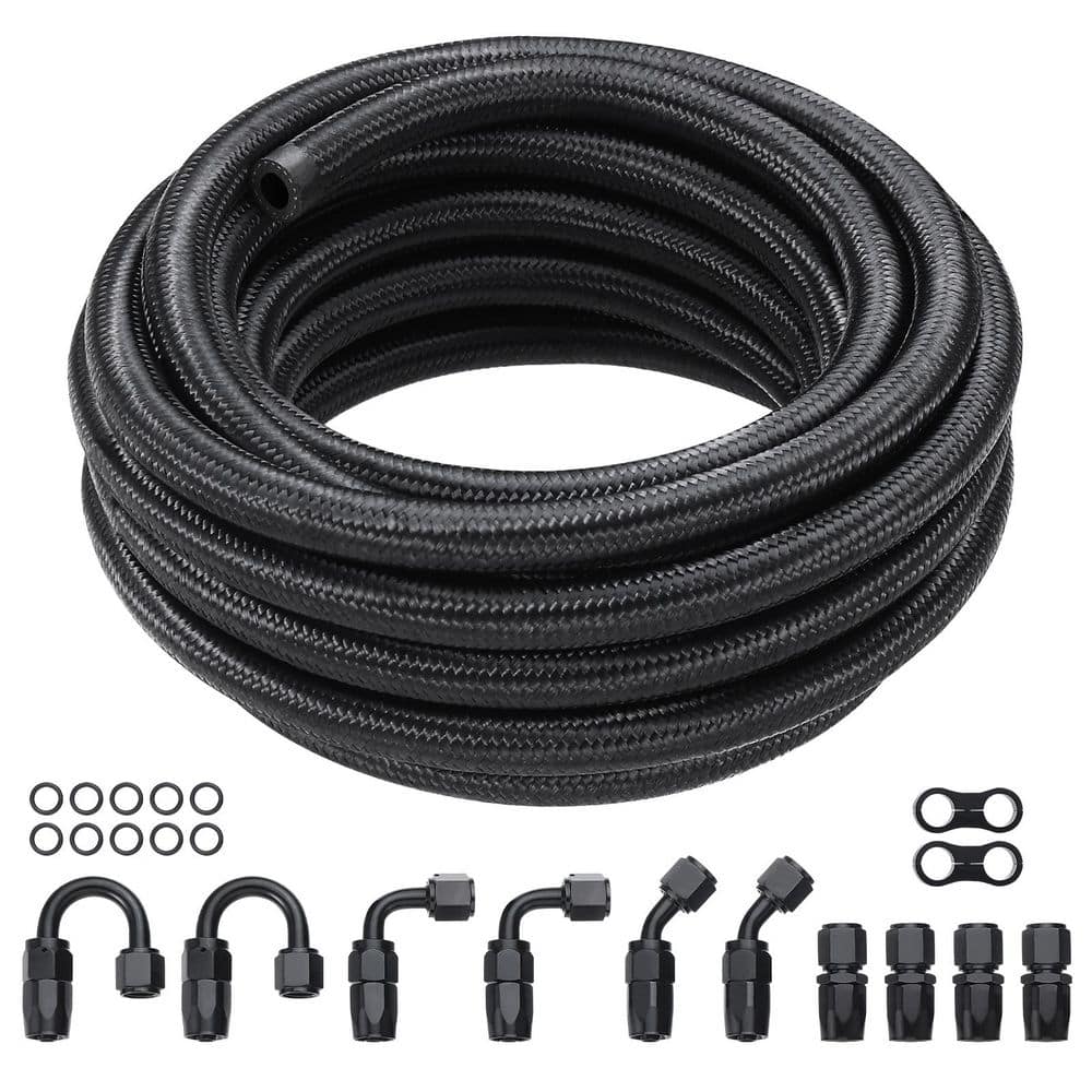 SKYSHALO 8AN Fuel Line Kit,20 FT Fuel Hose Kit,0.43 in.Nylon Stainless ...