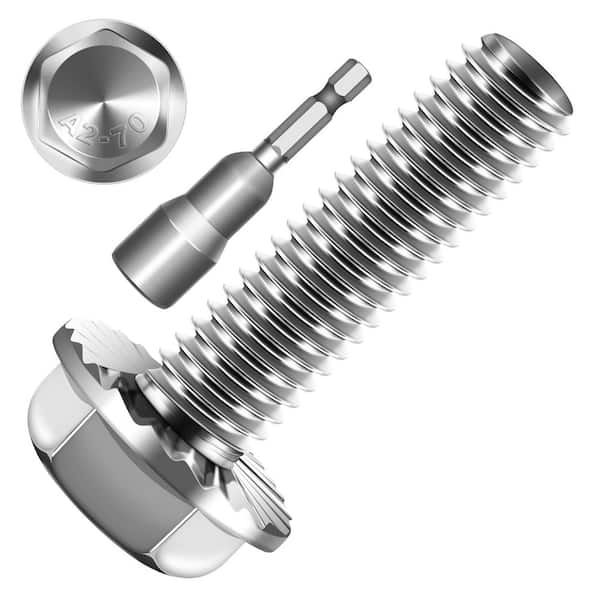 MYWISH M10 x 35 mm Uncoated Flange Bolt with Nuts and Washers (10-Pack ...