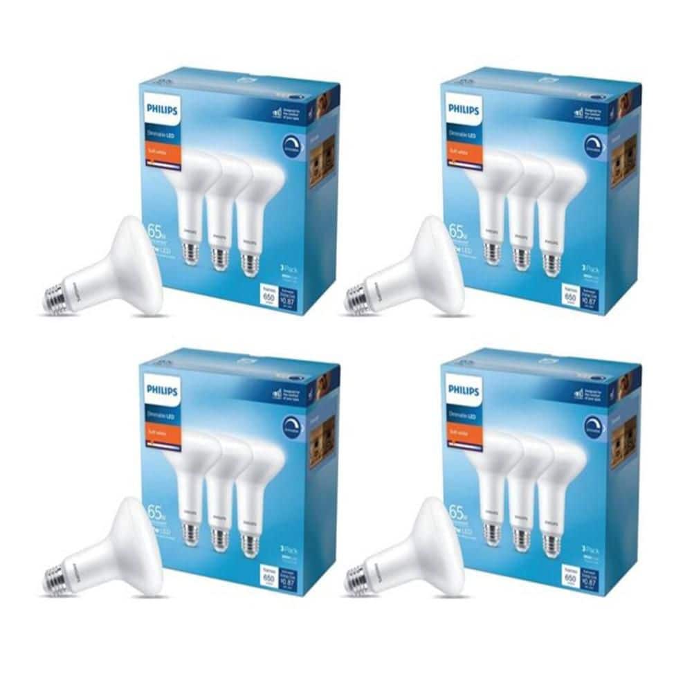 Philips 65-Watt Equivalent BR30 Dimmable E26 LED Light Bulb Soft White ...
