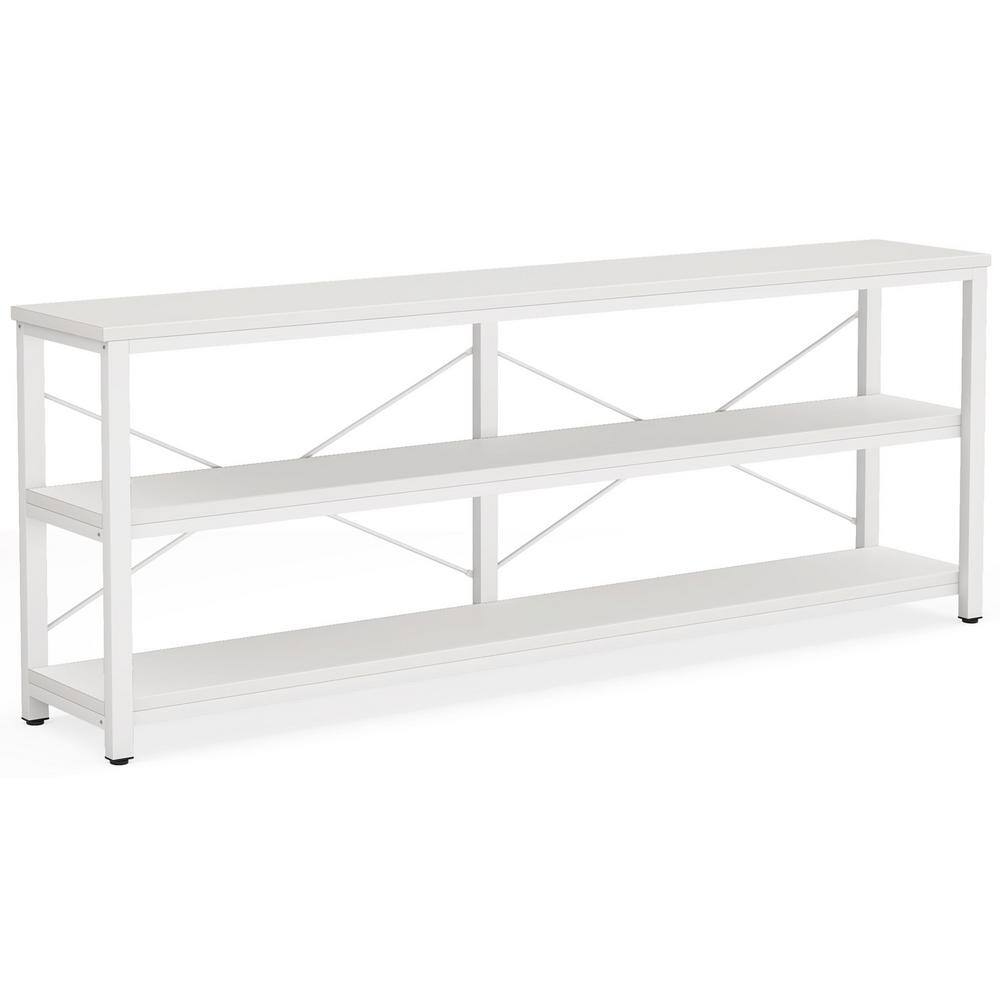 BYBLIGHT Turrella 70.8 in. White Rectangle Wood Console Table Extra ...