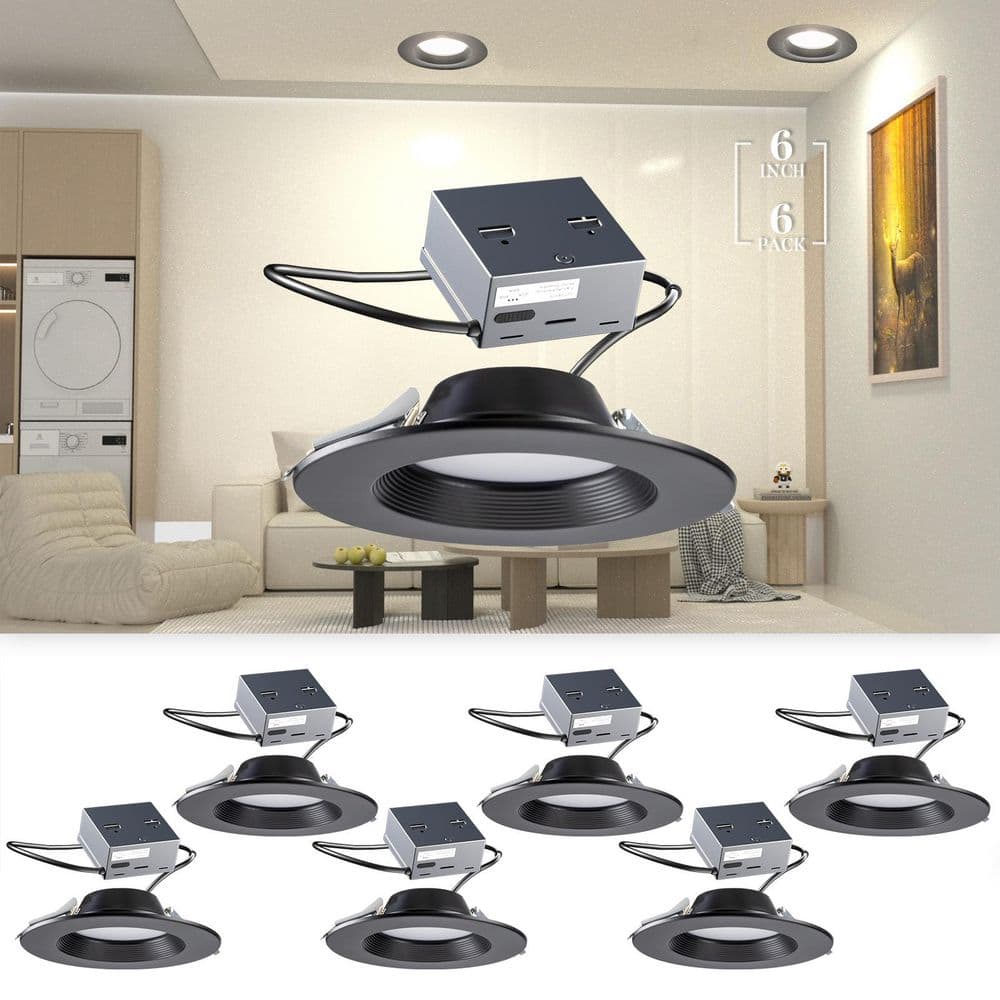 bulbeats 6 in. Selectable 3CCT Direct Mount Canless Recessed LED ...