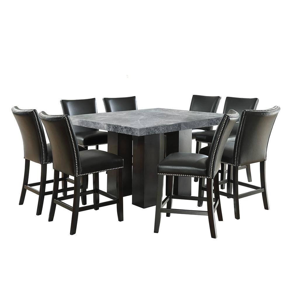 Steve Silver Camila Gray Marble 54 in. Square Counter Height Dining Set ...