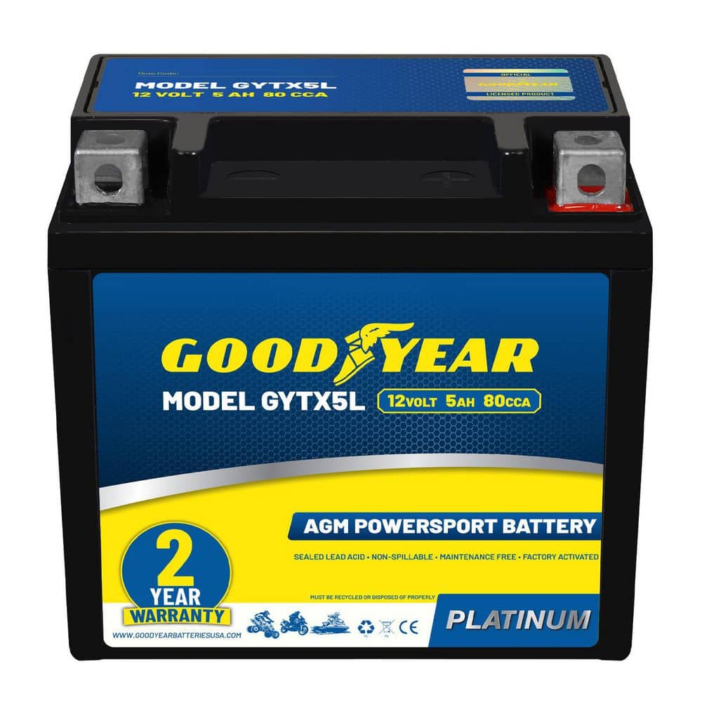 Goodyear GYTX5L-12-Volt 5 AH, 80 CCA, Rechargeable High-Performance ...