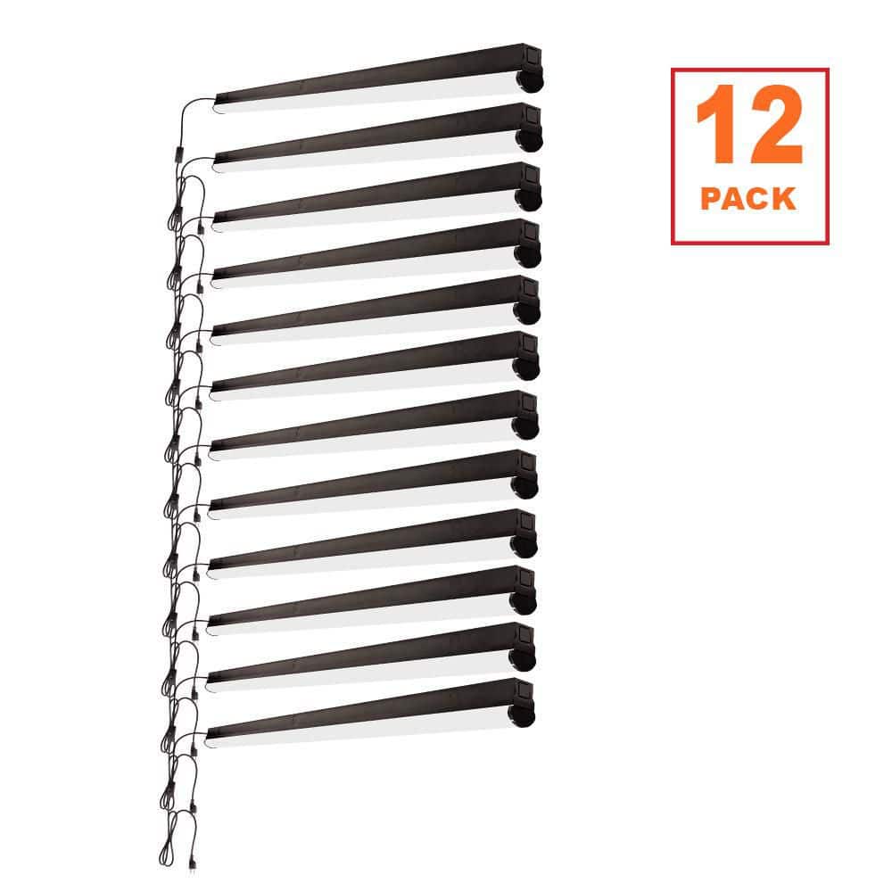 Commercial Electric 12-Pack 4 ft. Garage LED Linkable Matte Black Strip ...