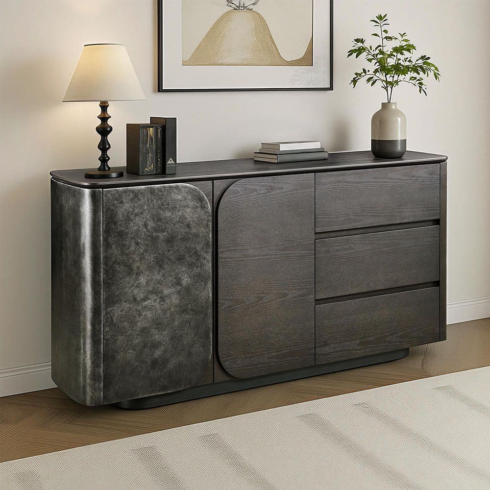 Spruce & Spring Lydia Dark Brown Wood Buffet Modern Scandinavian Ash ...