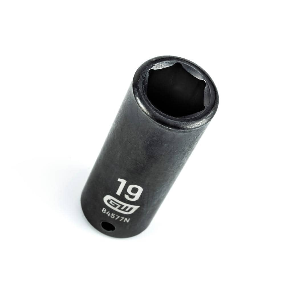 GEARWRENCH 1/2 in. Drive 6 Point Metric Deep Impact Socket 19 mm 84577N ...