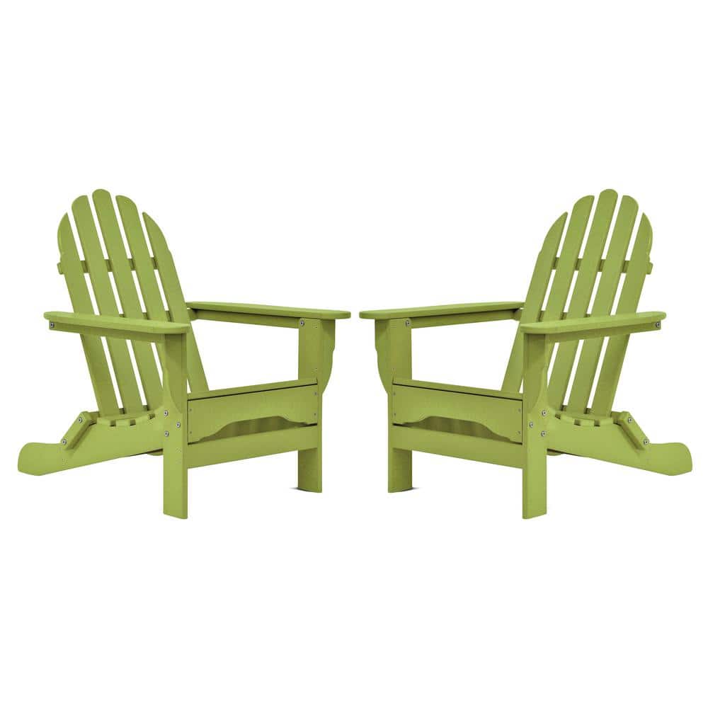 DUROGREEN Icon Lime Green Recycled Plastic Adirondack Chair (2-Pack ...