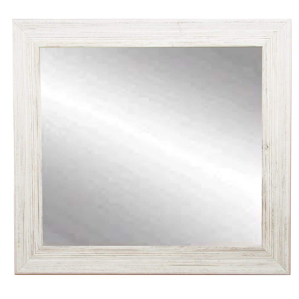 BrandtWorks Medium Square White Casual Mirror (31.5 in. H x 31.5 in. W ...