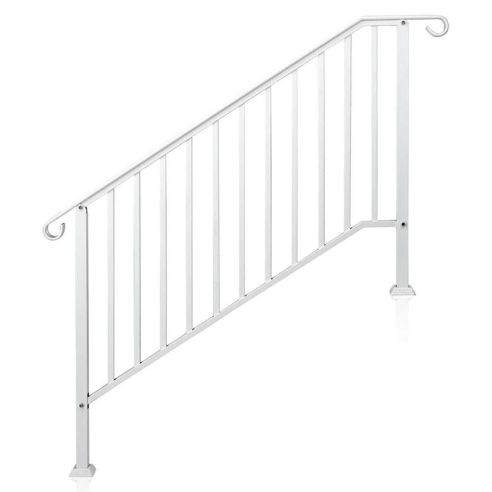 Winado 38.2 in. x 51.2 in. Iron White Outdoor Handrail Railing Kit ...