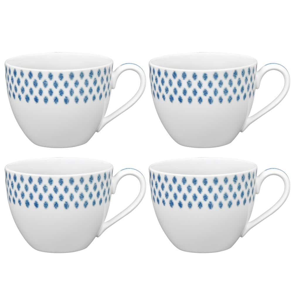 Noritake Blue Hammock 10 fl. oz. (Blue) Porcelain Tea Cups, (Set of 4 ...