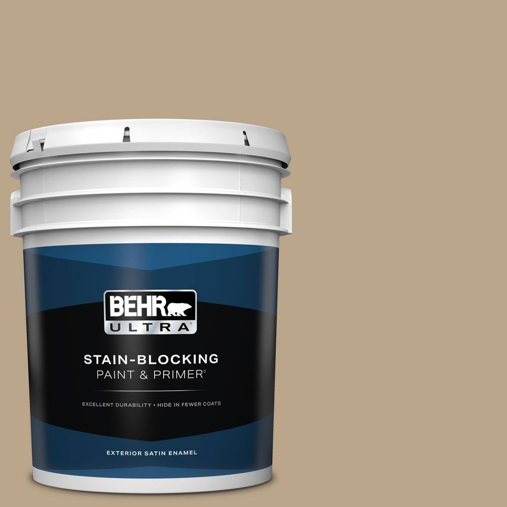 BEHR ULTRA 5 gal. #710D-4 Harvest Brown Satin Enamel Exterior Paint ...