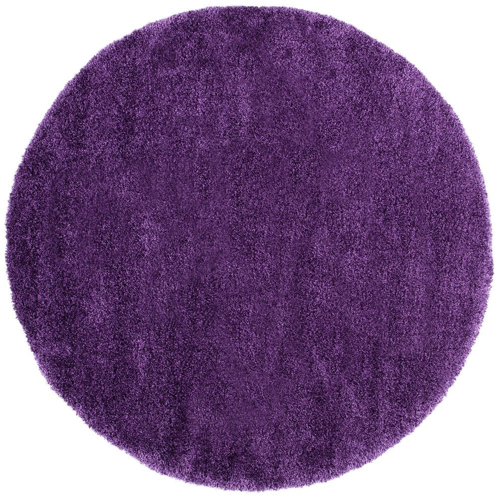 SAFAVIEH Milan Shag Purple 8 ft. x 8 ft. Solid Flokati Round Area Rug ...