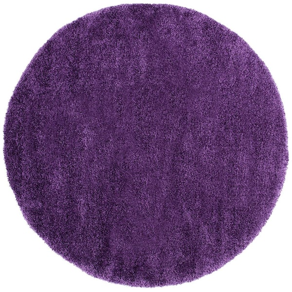 SAFAVIEH Milan Shag Purple 8 ft. x 8 ft. Solid Flokati Round Area Rug ...