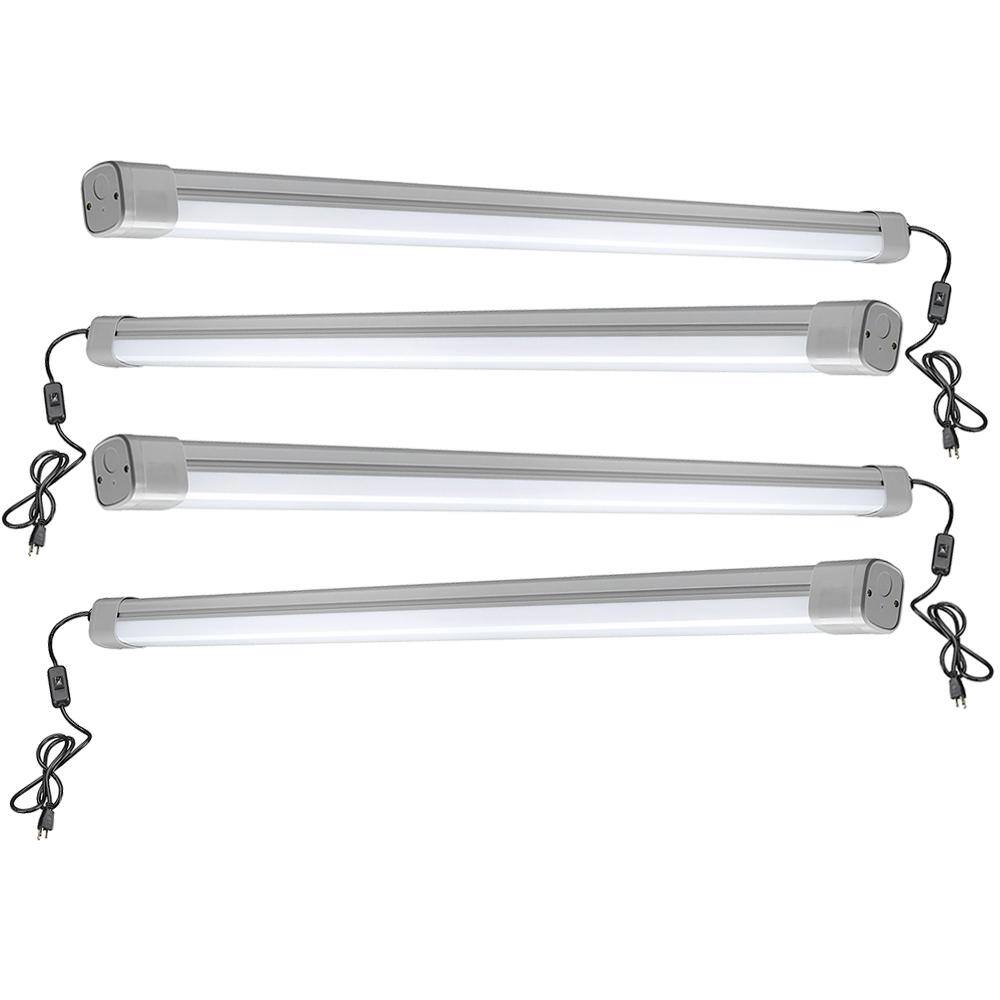 Commercial Electric 4 ft. 32-Watt Integrated LED Vapor Tight Gray Strip ...