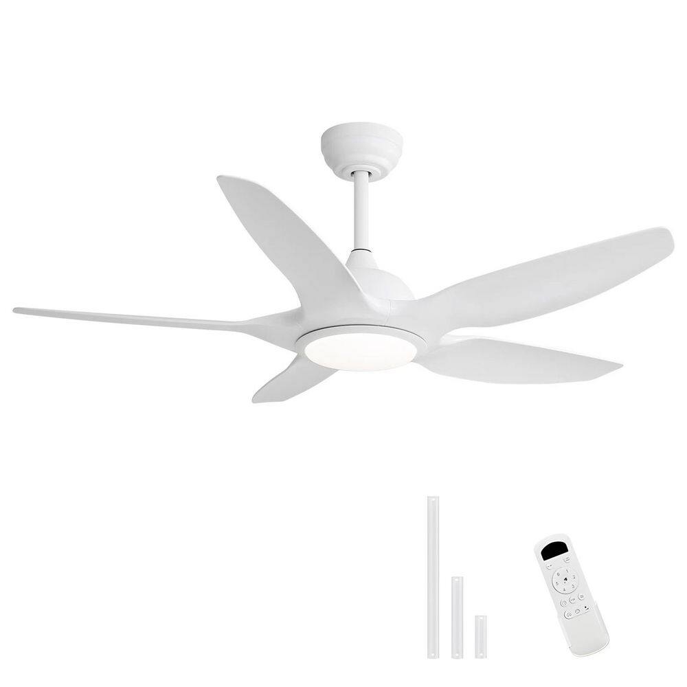 Sofucor 48 in. LED Indoor/Outdoor Modern White Ceiling Fan with ...