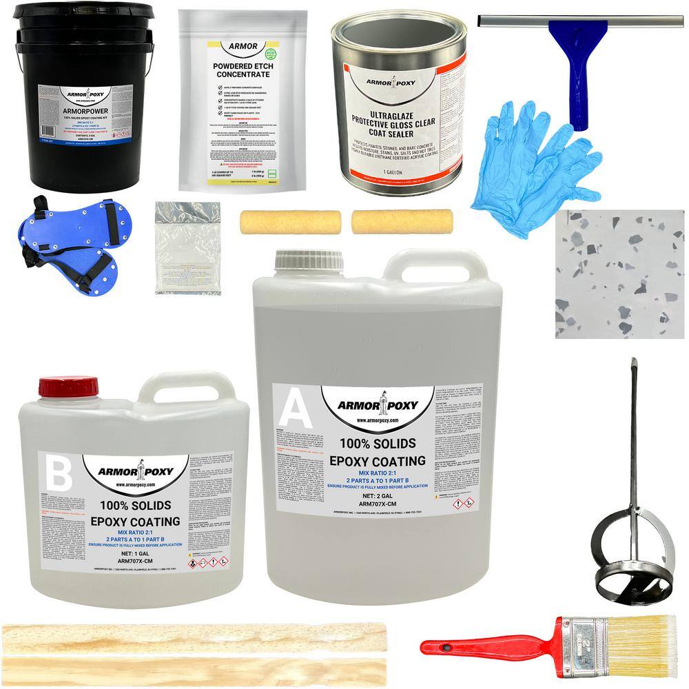ARMORPOXY 3 gal. Gray Gloss 2-Part 600 sq.ft. Epoxy Kit Interior ...