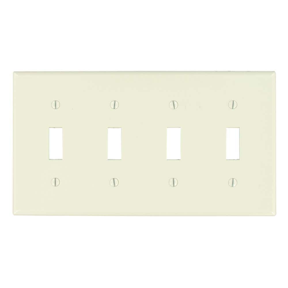 Leviton 4-Gang Light Almond Toggle Plastic Standard Wall Plate (1-Pack ...