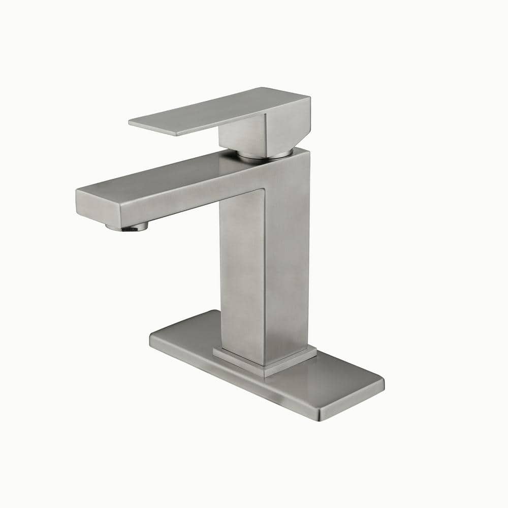 FLG Single Handle Single Hole Bathroom Faucet with Deckplate Included ...